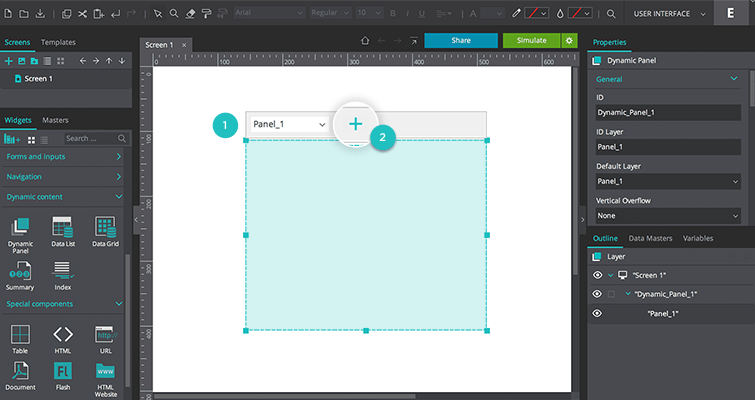 Show different content on a screen with Dynamic Panels