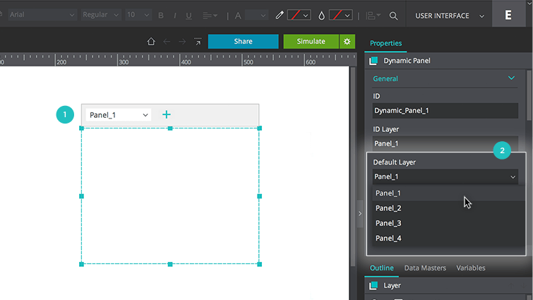 Show different content on a screen with Dynamic Panels