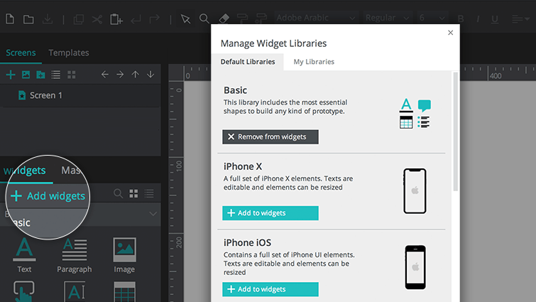 Justinmind's User Interface module explained
