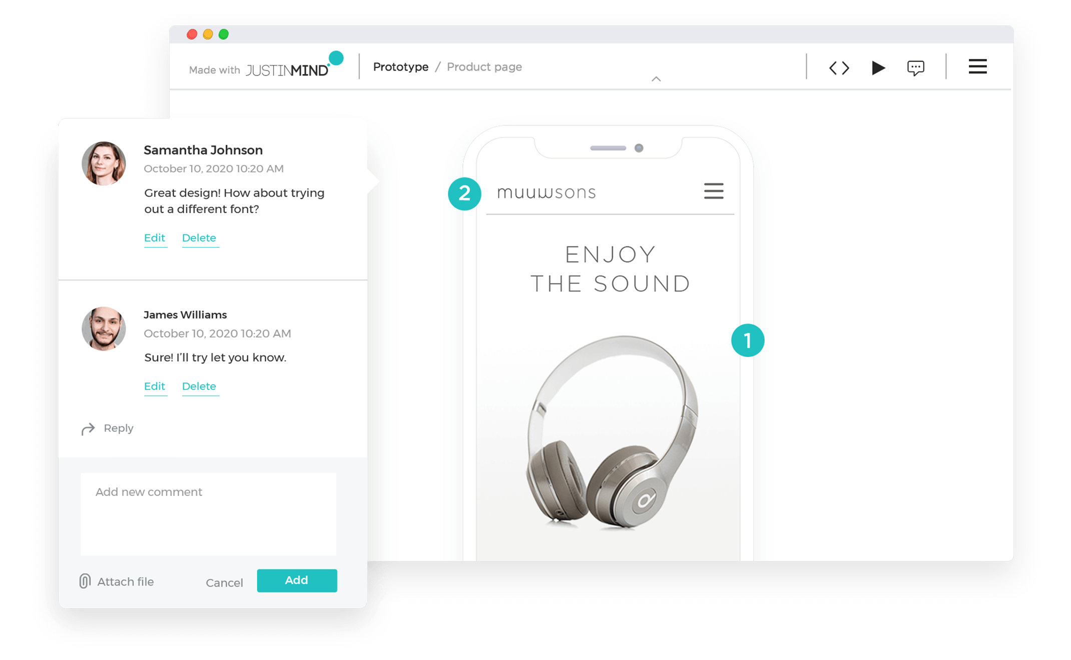 Share prototypes and get feedback from reviewers - Justinmind